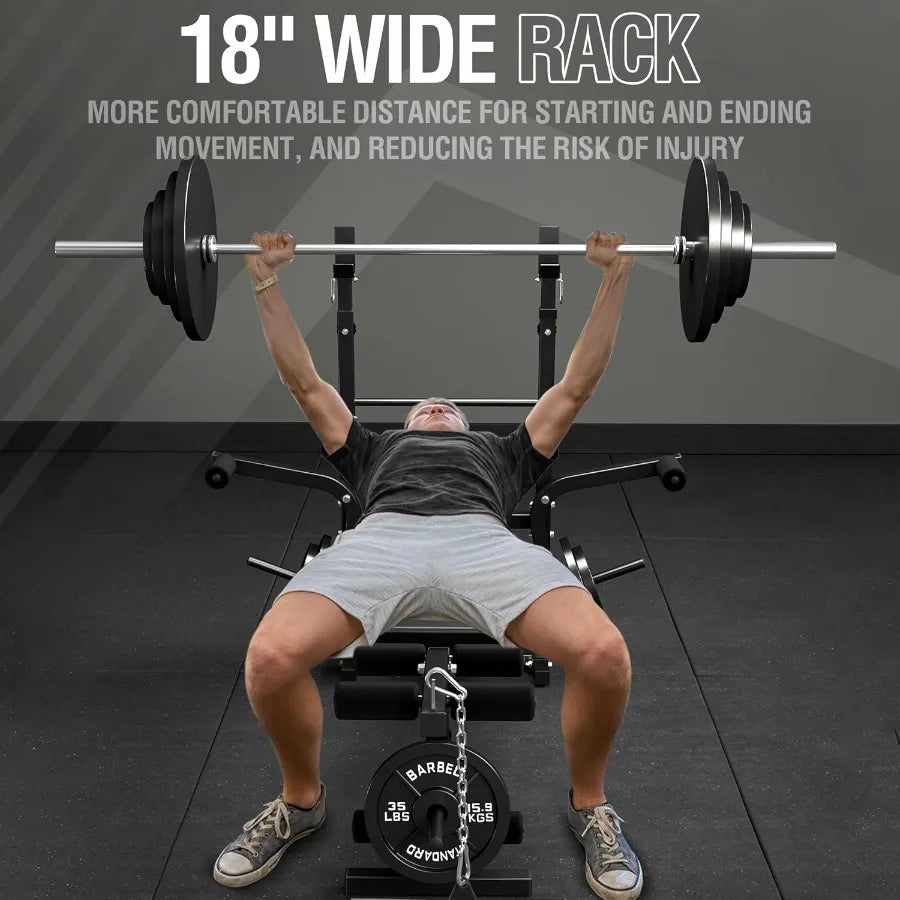 8 in 1 Weight Bench Set with Leg Extension and Leg Curl, Multi-Functio ...